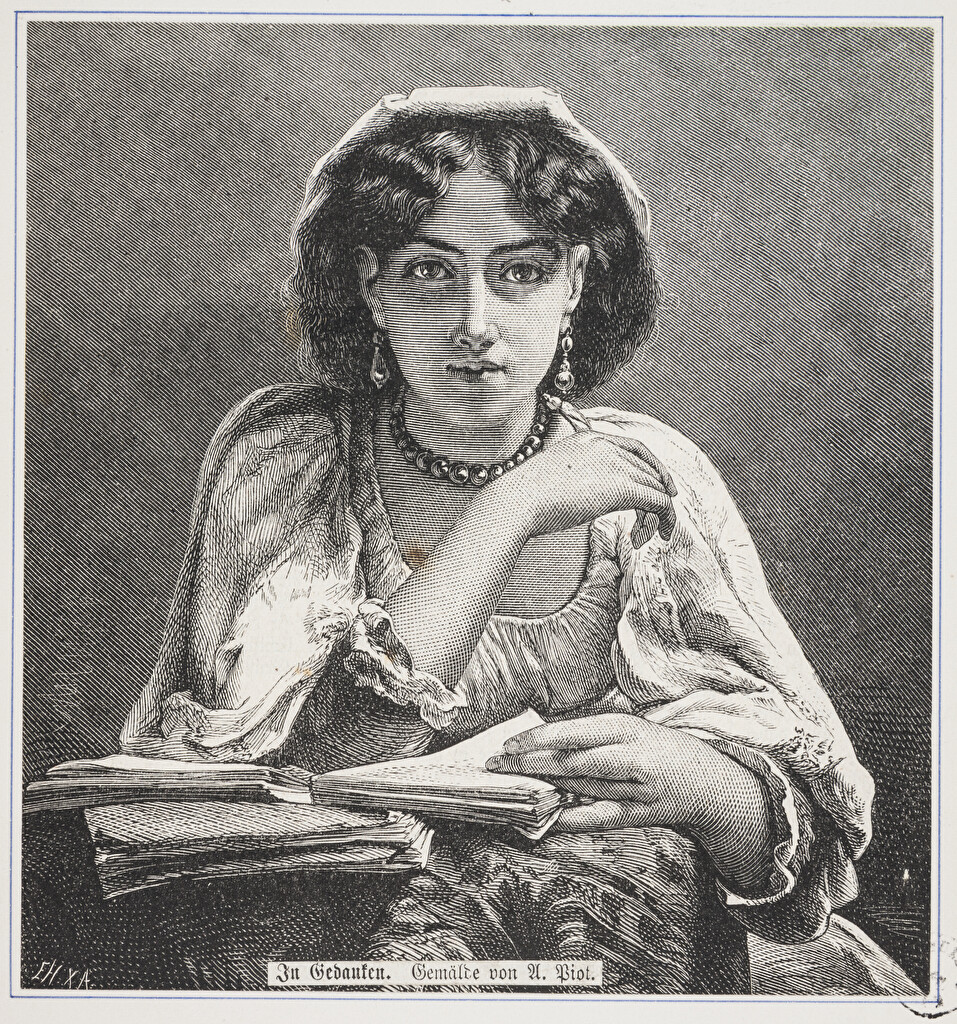 W zamyśleniu wg obrazu Adolpha Piota. Wycinek prawdopodobnie z ...