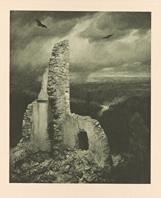 BÖCKLIN Arnold - Burgruine (Ruiny zamku) Karta 5 w tece: Arnold Böcklin ...