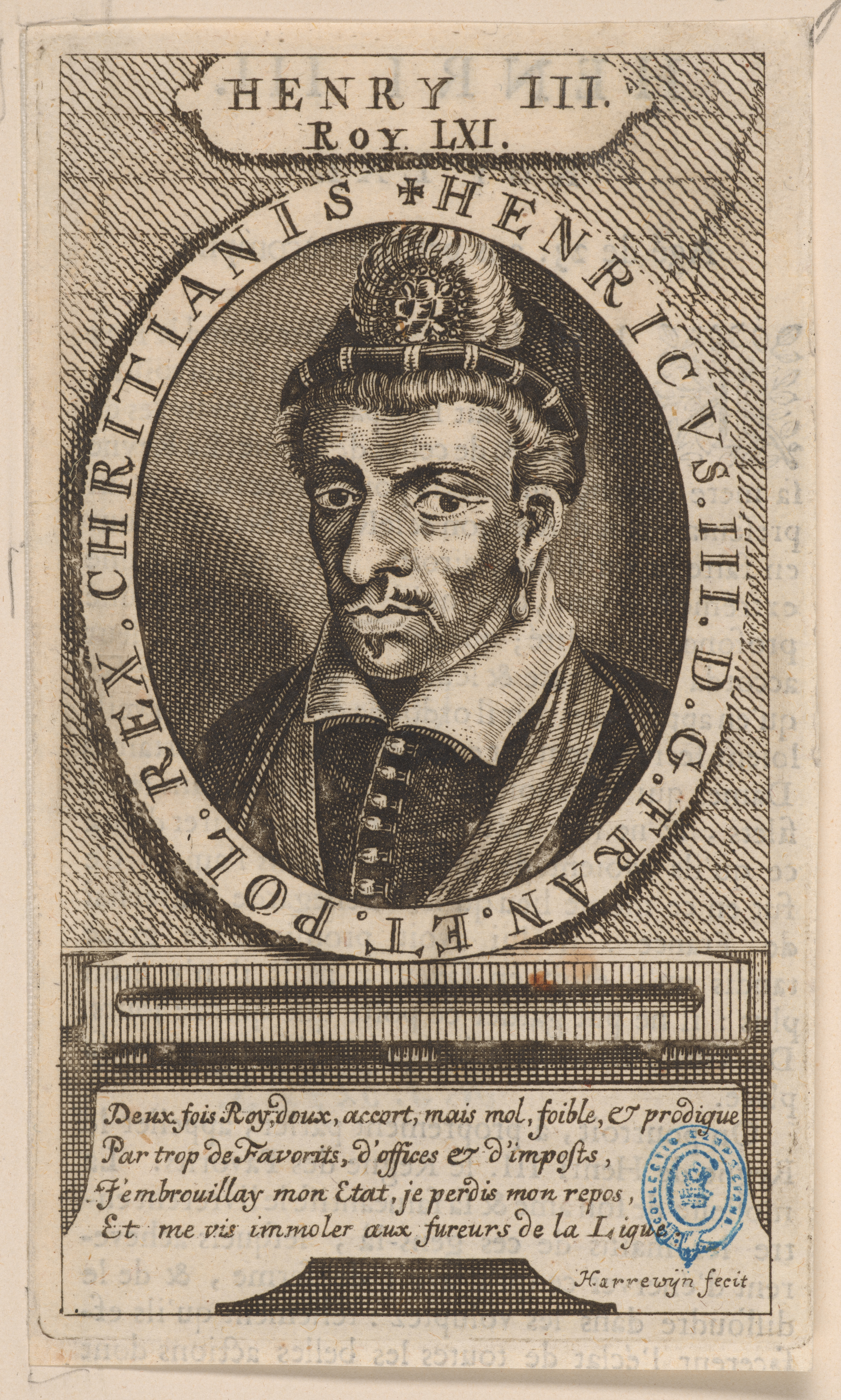 HENRICVS III D. G. FRAN ET POL REX CHRISTIANIS. Z: Mémoires pour servir ...